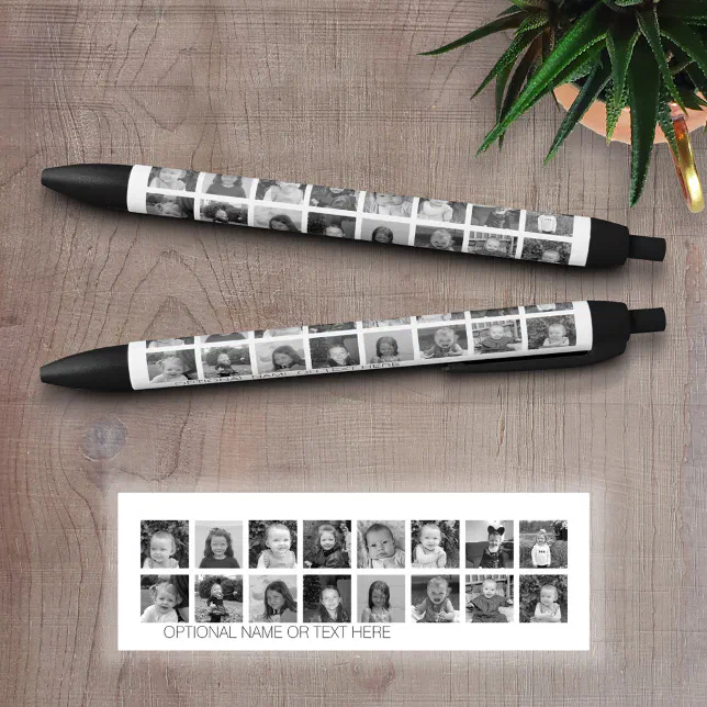 Black and White Photo Collage with up to 16 Photos Pen | Zazzle