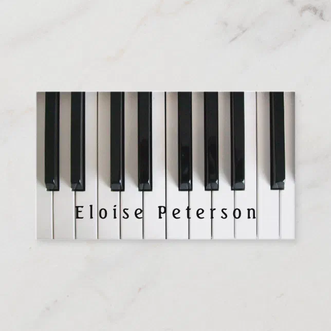black and white pianist keyboard piano music business card | Zazzle