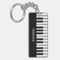 Black and White Piano Keyboard Monogram Keychain | Zazzle