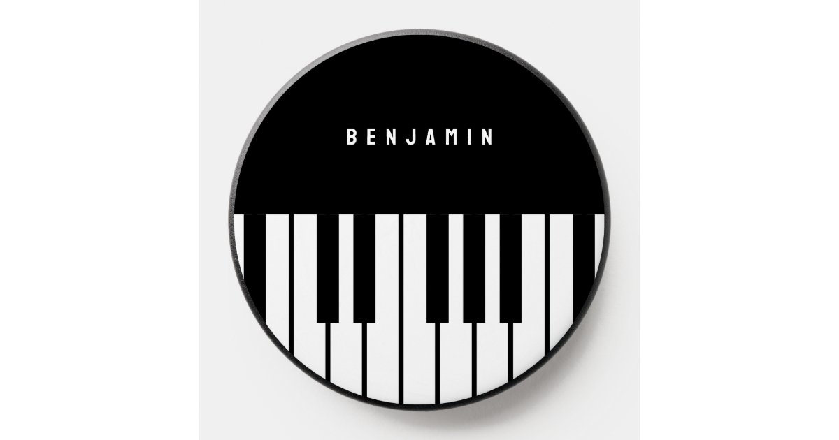 Black and White Piano Keyboard Monogram PopSocket | Zazzle