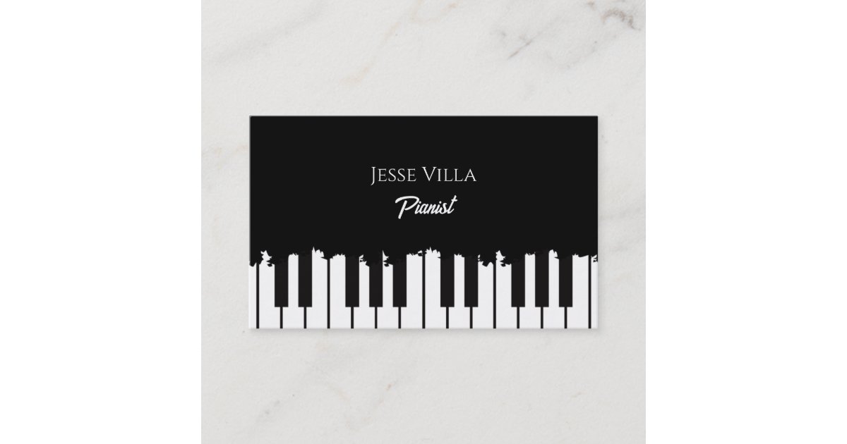 Black And White Piano Keyboard Pianist Business Card | Zazzle