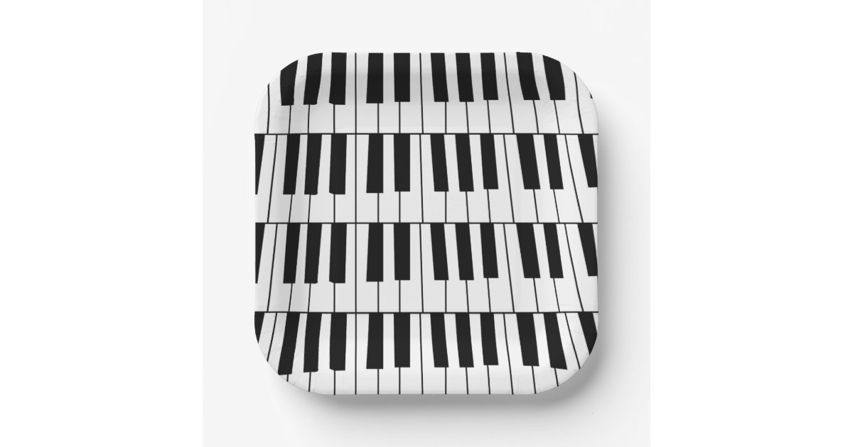 Black and White Piano Keys Pianist Musician Party Paper Plates | Zazzle