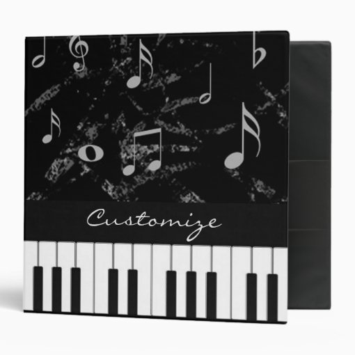 Black and White Piano Music Binder 2 | Zazzle