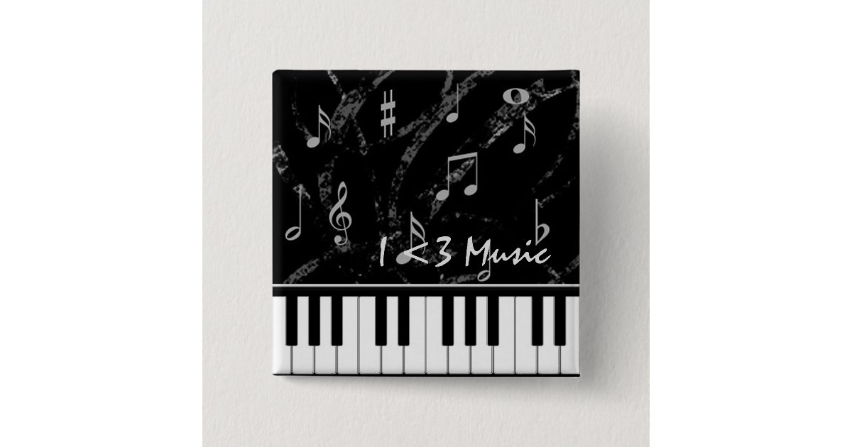 Black and White Piano Music Button | Zazzle