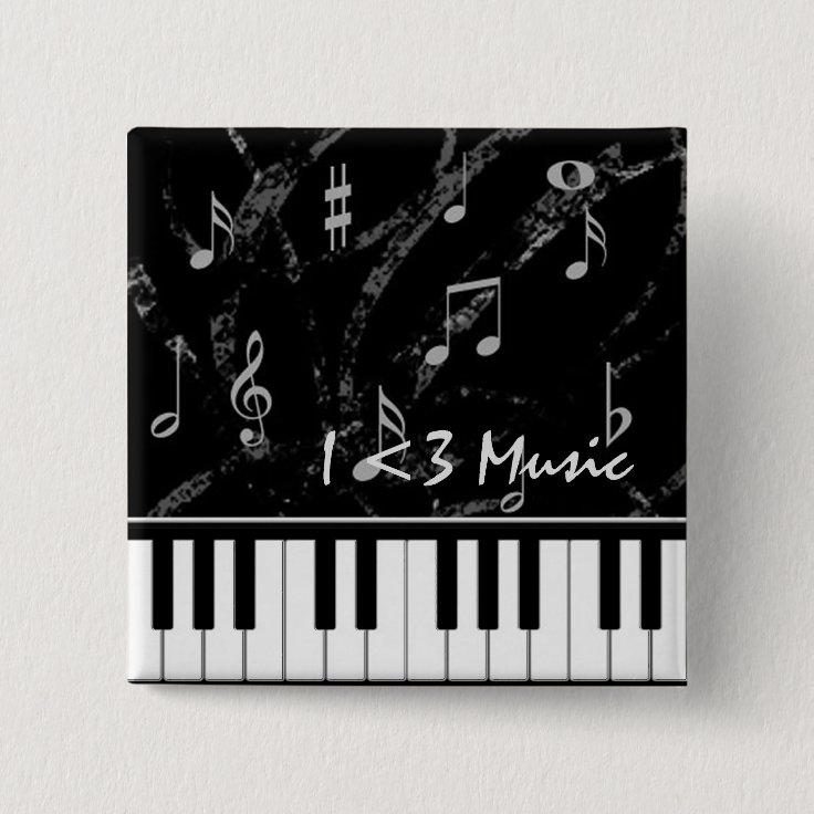 Black and White Piano Music Button | Zazzle