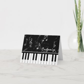 Black and White Piano Music Note Card | Zazzle