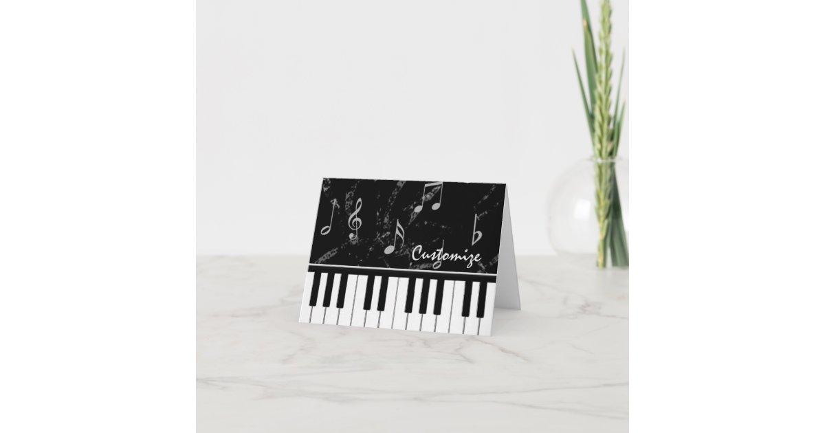 Black and White Piano Music Note Card | Zazzle