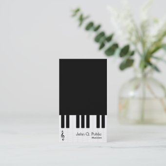 Black and White Piano Musician Business Card | Zazzle