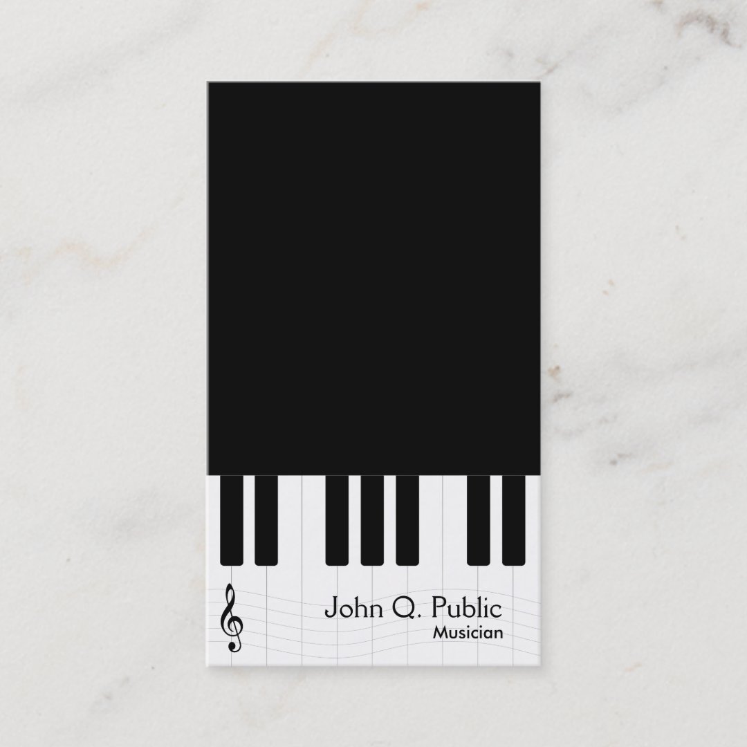 Black and White Piano Musician Business Card | Zazzle