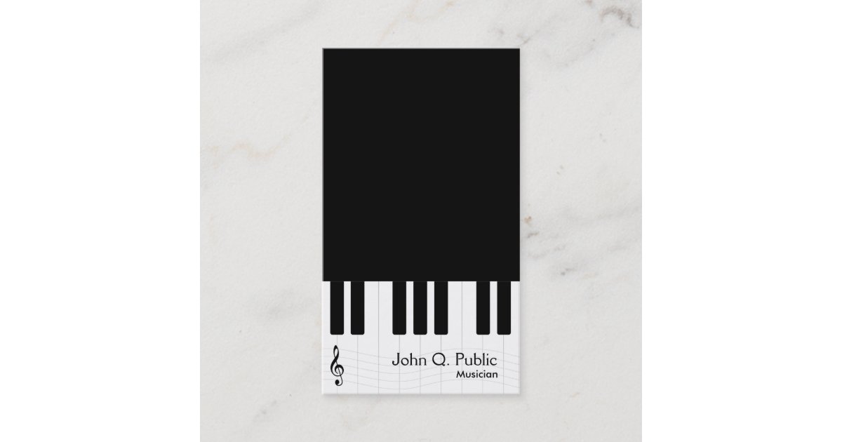 Black and White Piano Musician Business Card | Zazzle