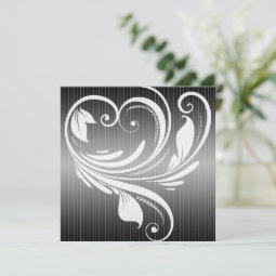 Black and White Pinstripe Heart Wedding Invitation | Zazzle