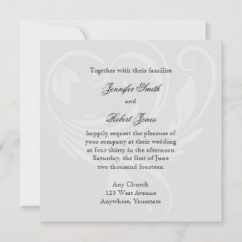 Black and White Pinstripe Heart Wedding Invitation | Zazzle