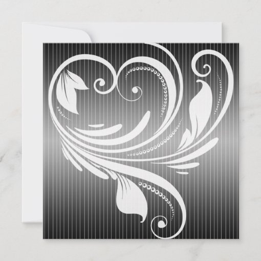 Black and White Pinstripe Heart Wedding Invitation | Zazzle