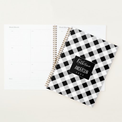 Black and White Plaid Buffalo Check Planner | Zazzle