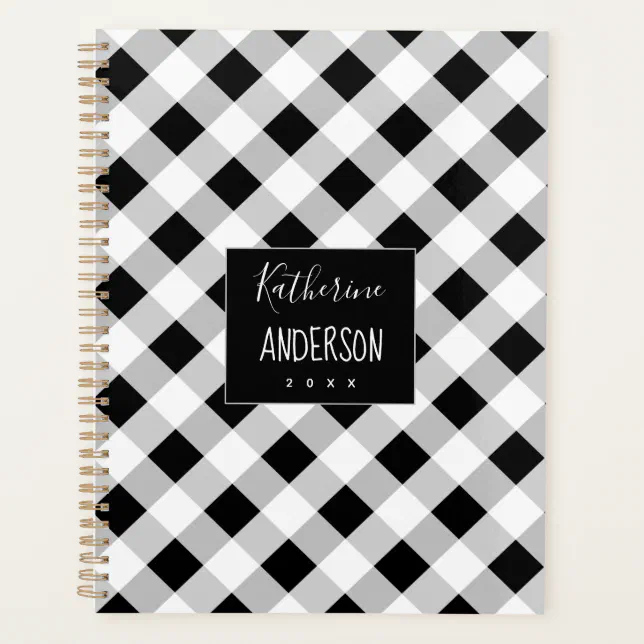 Black and White Plaid Buffalo Check Planner | Zazzle