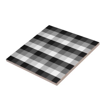 Black and White Plaid Ceramic Tile | Zazzle