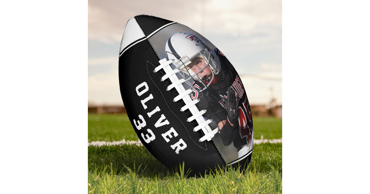 Black and White Player's Name Number Photo Football | Zazzle