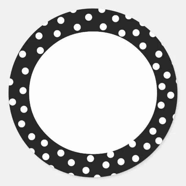 Black and White Polka Dot Classic Round Sticker | Zazzle