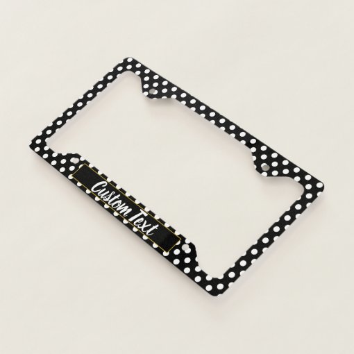 Black and White Polka Dot Create Your Own License Plate Frame | Zazzle