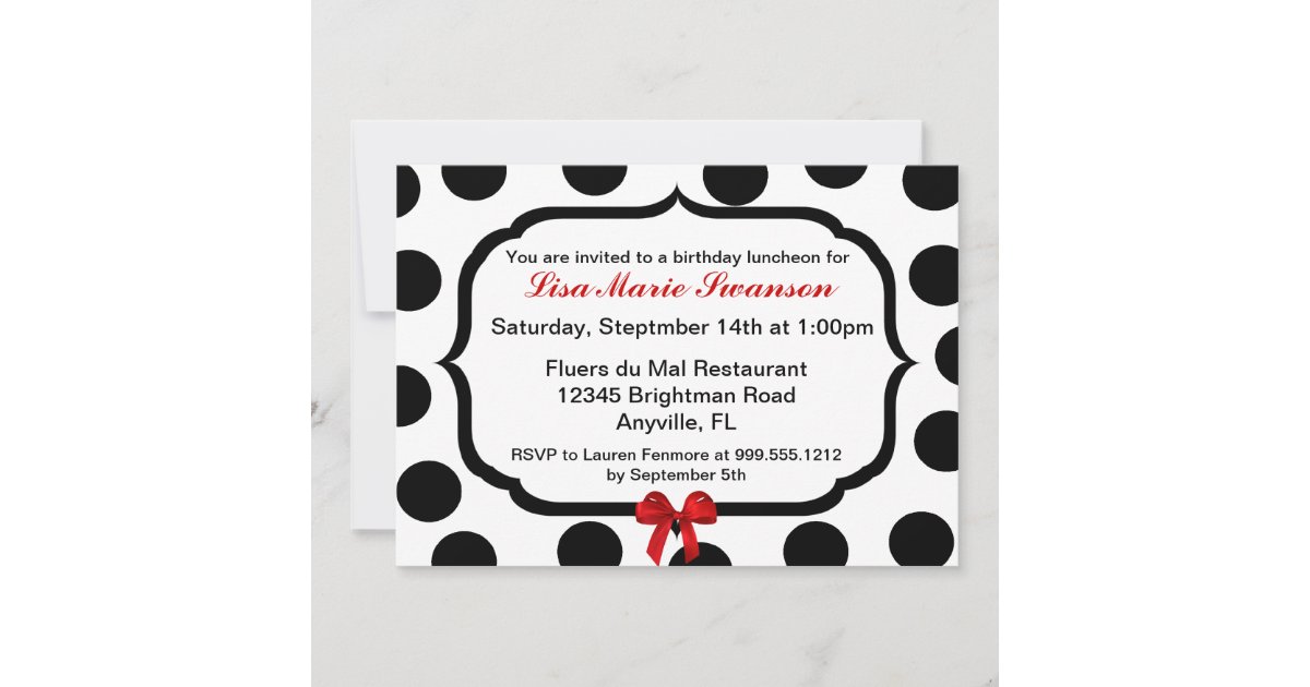 Black and White Polka Dot Custom Invitations | Zazzle
