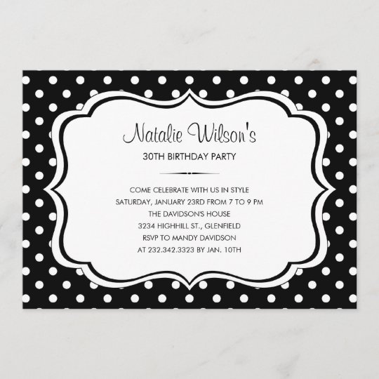 Black and White Polka Dot Invitations | Zazzle.com