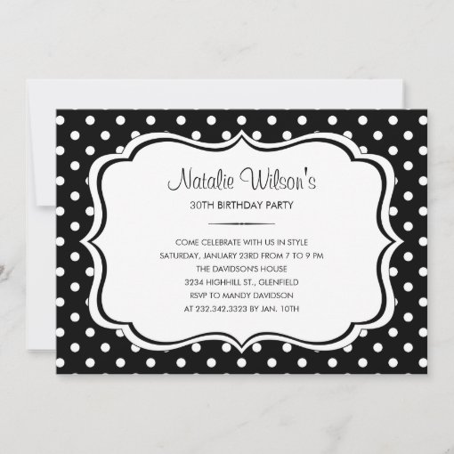 Black and White Polka Dot Invitations | Zazzle