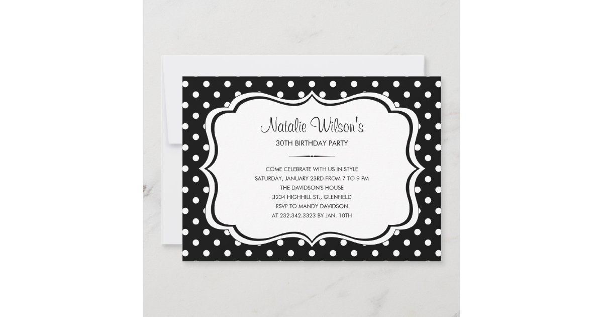Black and White Polka Dot Invitations | Zazzle