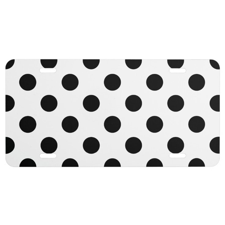 Black and White Polka Dot License Plate | Zazzle