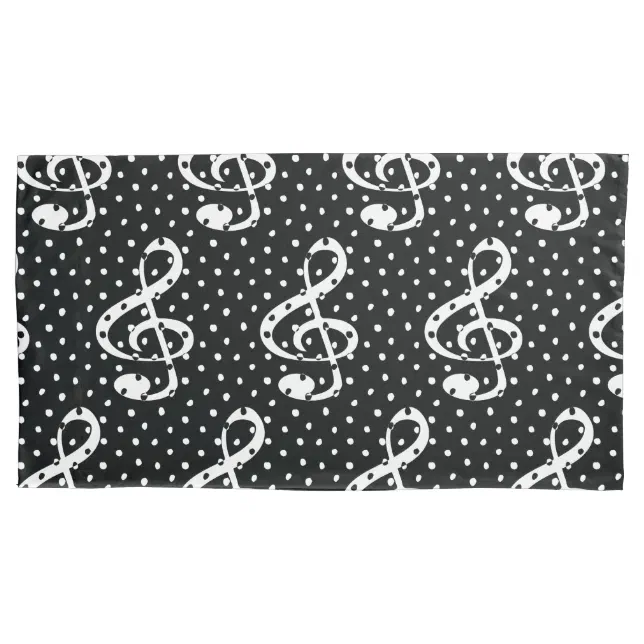 Black and white polka dot music note design pillow case | Zazzle