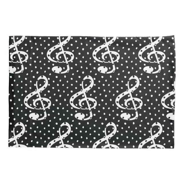 Black and white polka dot music note design pillow case | Zazzle