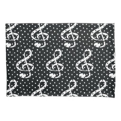 Black and white polka dot music note design pillow case | Zazzle