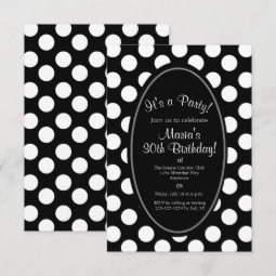 Black and White Polka Dot Party Invitation | Zazzle