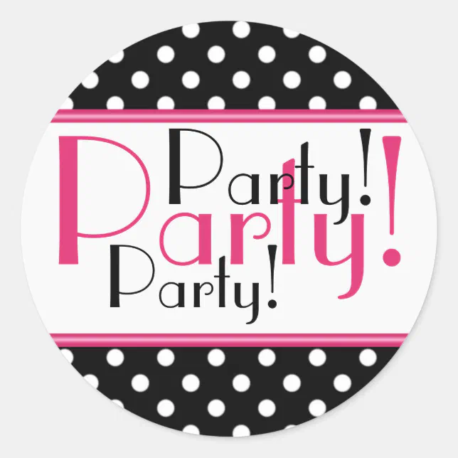 Black and White Polka Dot Party Sticker | Zazzle