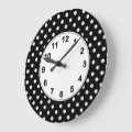 Black and White Polka Dot Pattern Large Clock | Zazzle