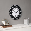 Black and White Polka Dot Pattern Large Clock | Zazzle