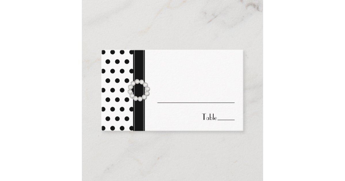 Black and White Polka Dot Place Cards | Zazzle
