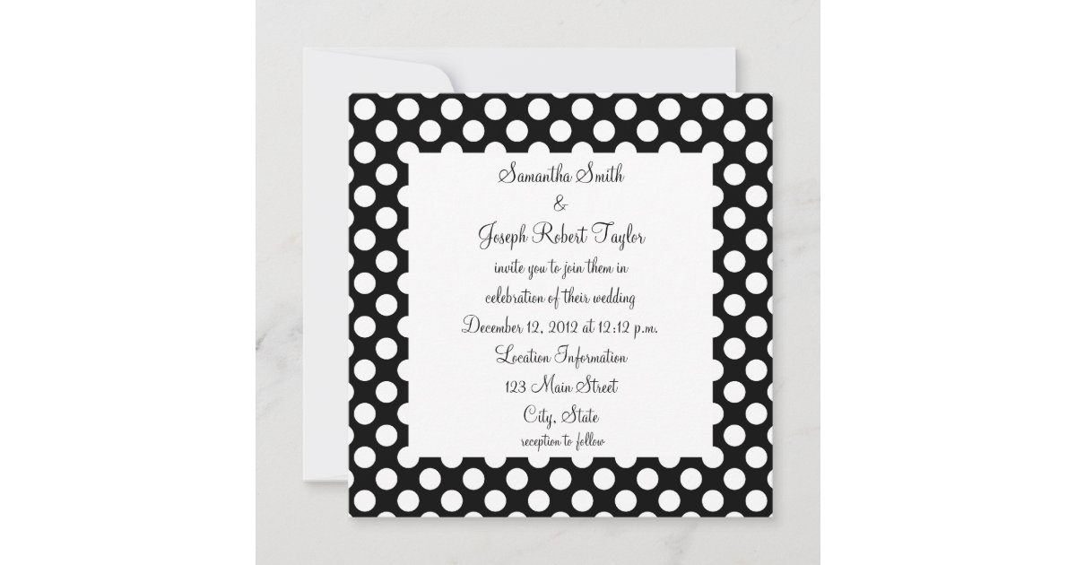 Black and White Polka Dot Wedding Invitation | Zazzle
