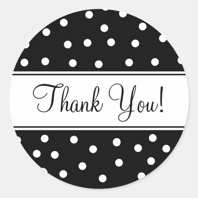 Black and White Polka Dots Classic Round Sticker | Zazzle