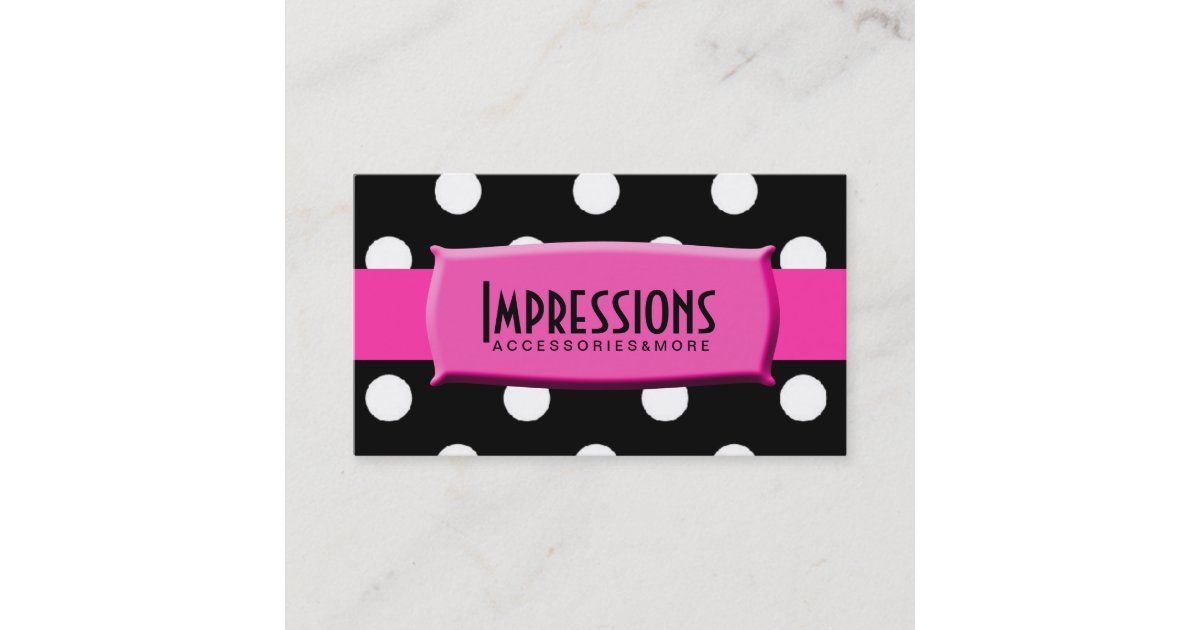 Black and White Polka Dots Hot Pink Name Plate Business Card | Zazzle