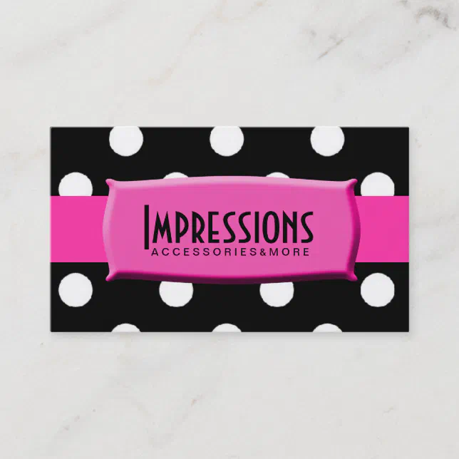 Black and White Polka Dots Hot Pink Name Plate Business Card | Zazzle
