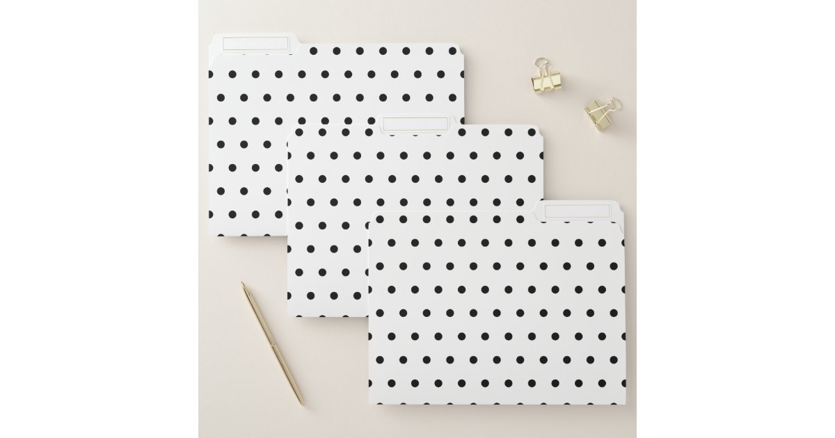 Black And White Polka Dots Pattern File Folder | Zazzle