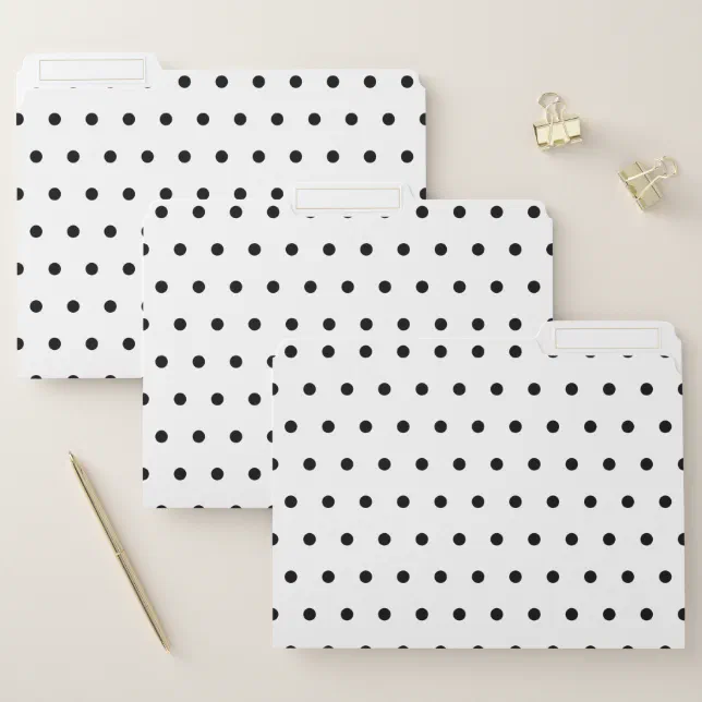 Black And White Polka Dots Pattern File Folder | Zazzle