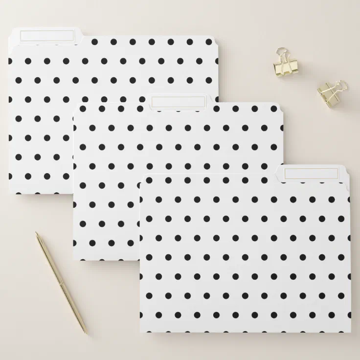 Black And White Polka Dots Pattern File Folder | Zazzle