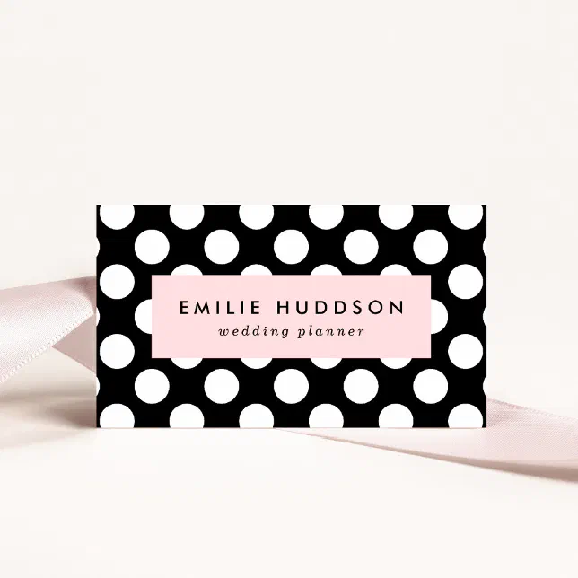Black and White Polka Dots, Polka Dot Pattern Business Card | Zazzle