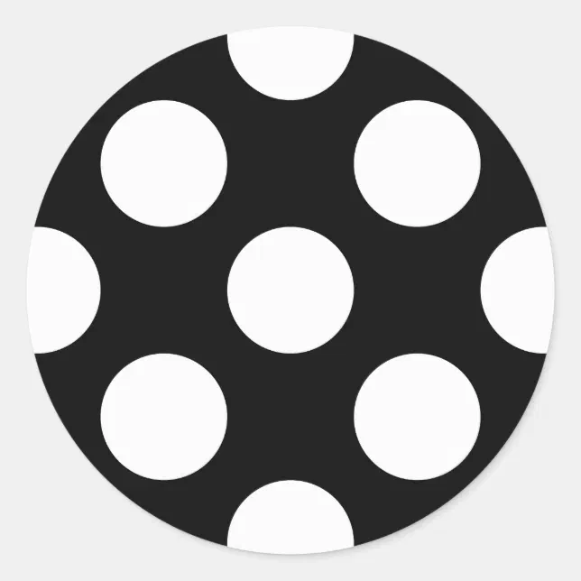 Black and White Polka Dots, Polka Dot Pattern Classic Round Sticker ...