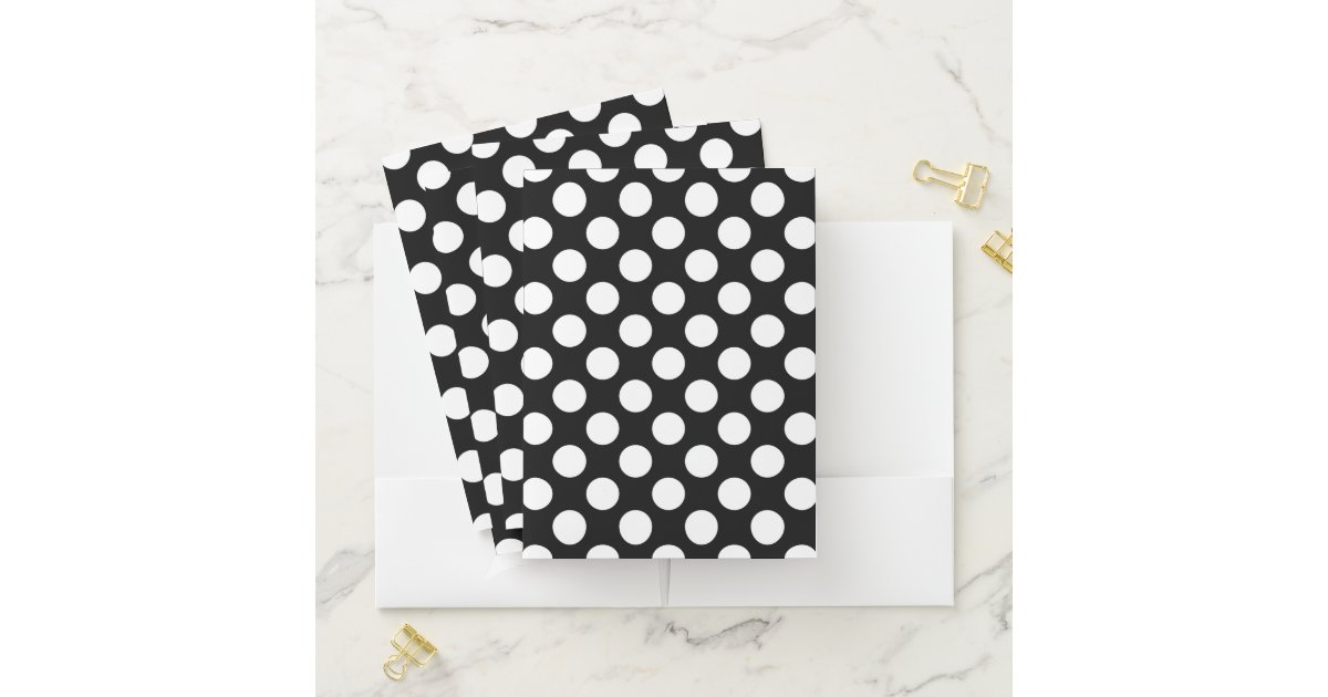 Black and White Polka Dots, Polka Dot Pattern Pocket Folder | Zazzle