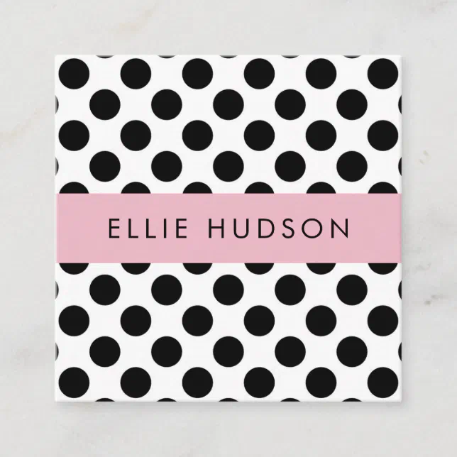 Black and White Polka Dots, Polka Dot Pattern Square Business Card | Zazzle