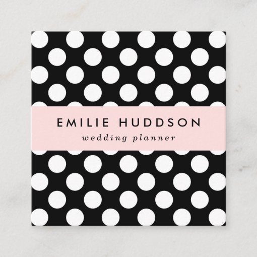 Black and White Polka Dots, Polka Dot Pattern Square Business Card | Zazzle