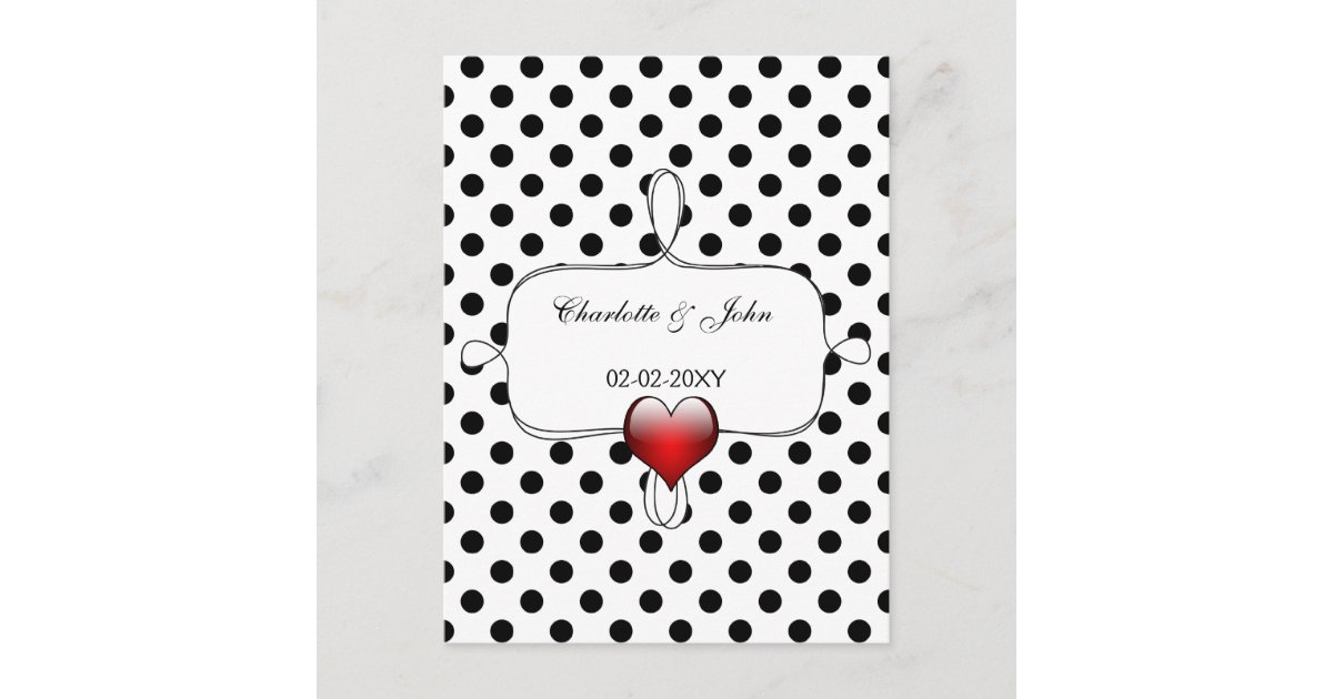 Black and White Polka Dots Wedding Invitation Postcard | Zazzle