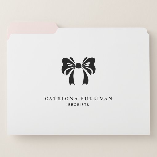 Black and White Pretty Bow Personalized File Folder | Zazzle
